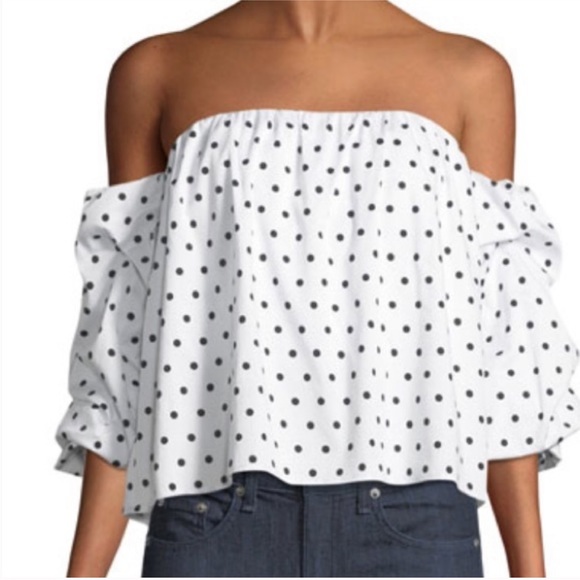 Bardot | Tops | Bardot Spotty Off The Shoulder Bustier Top Black White ...
